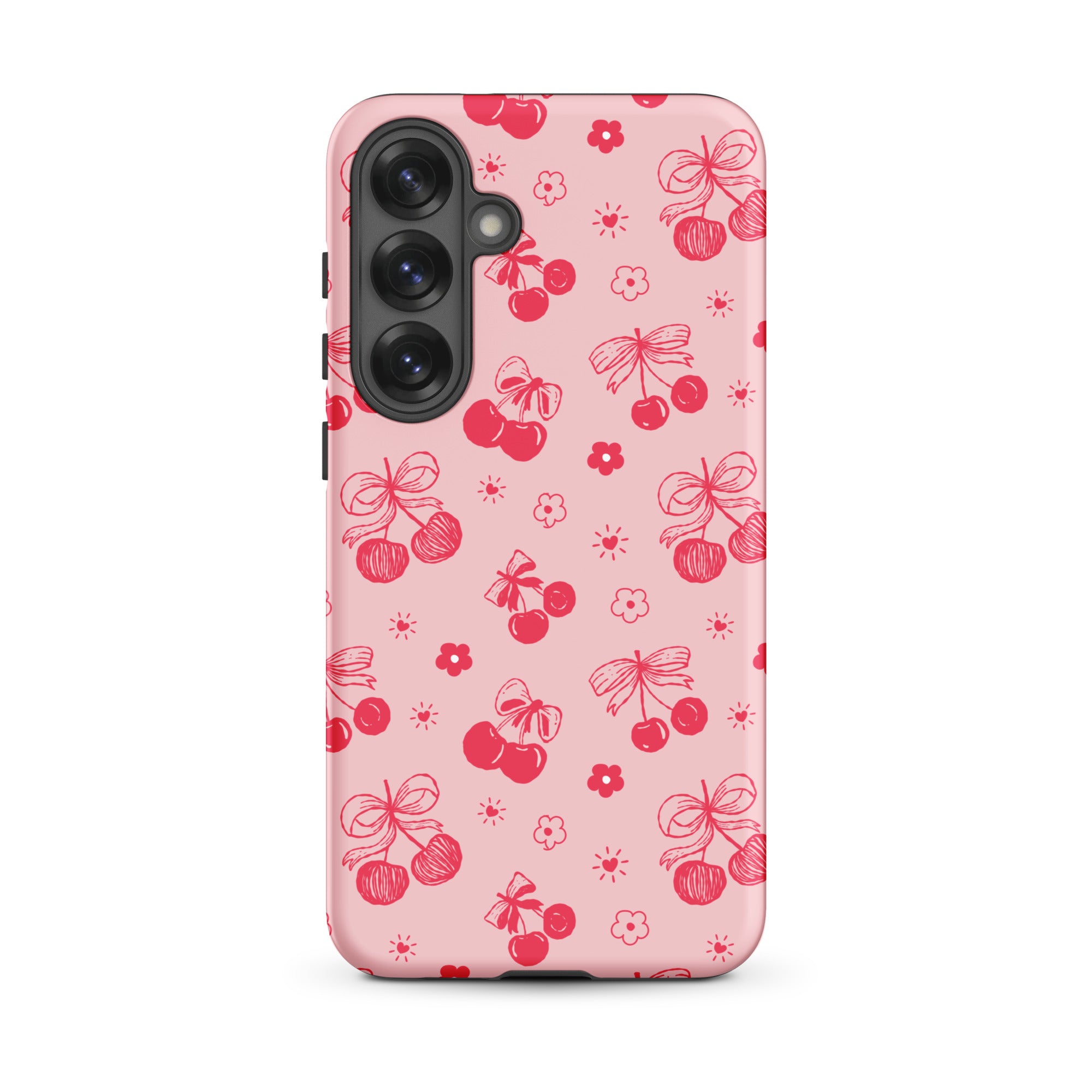Cherry Doodle Bow Samsung Case – Cute Pink Tough Cover – Zoe + Zelda
